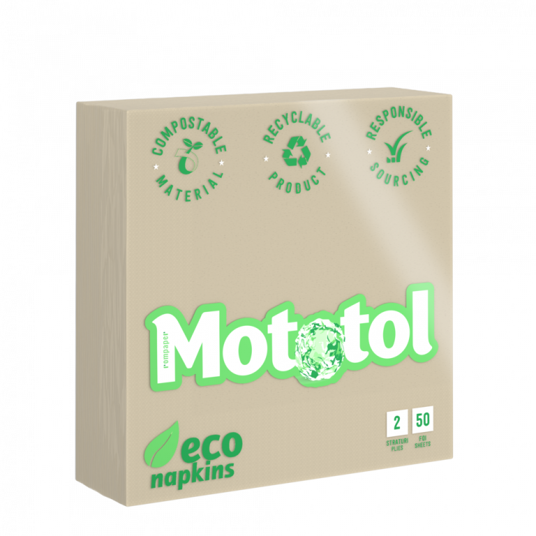 Șervețele 33×33 cm 2 str 50 buc Mototol Eco natur – Rom Paper